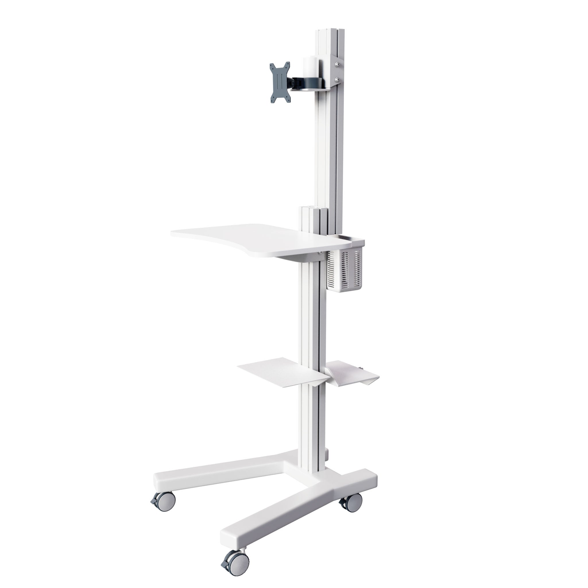 Computer Mobile Cart, White (MCT09-W) - Rife Technologies