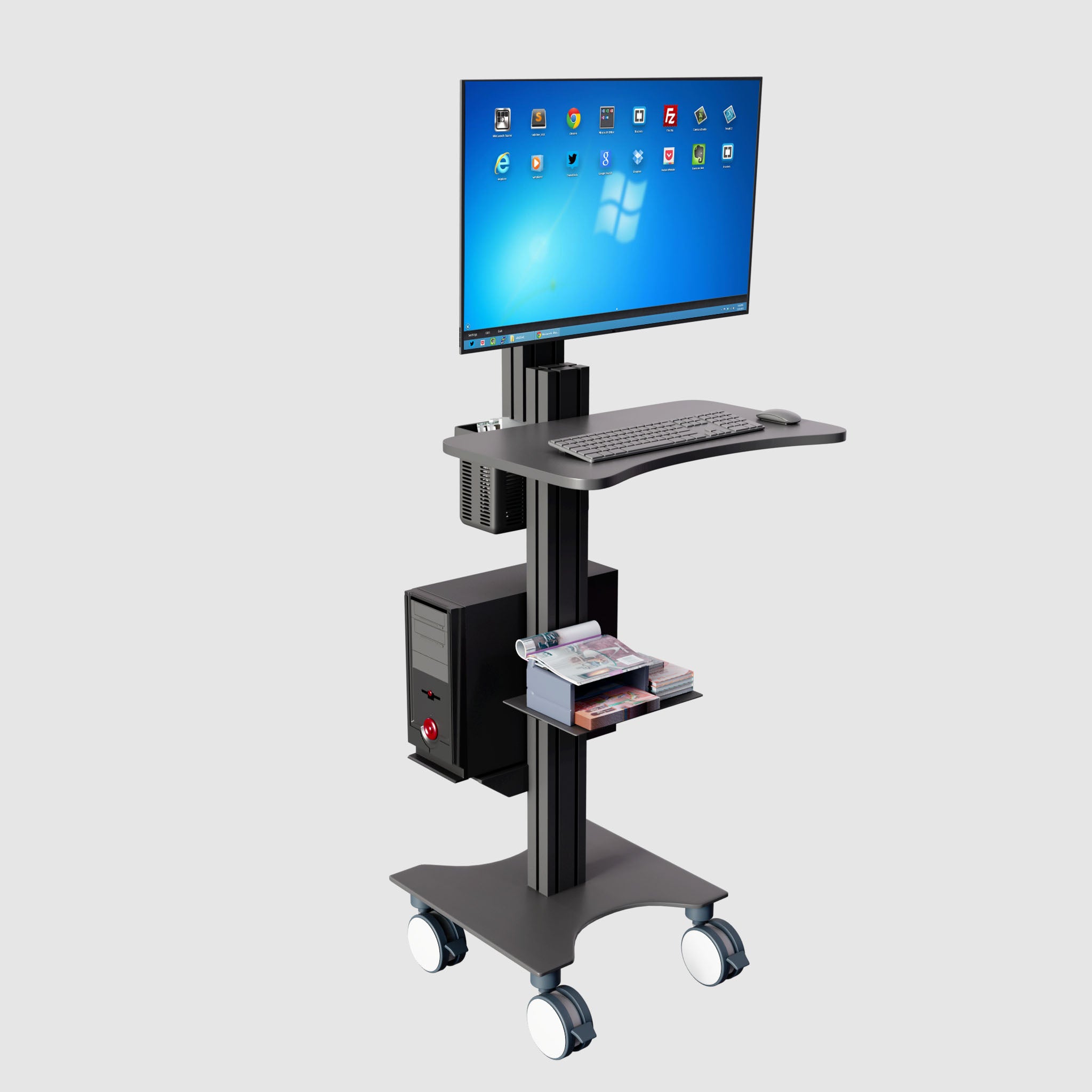 Sit Stand Mobile Workstation with Height Adjustments and Keyboard Tray ...