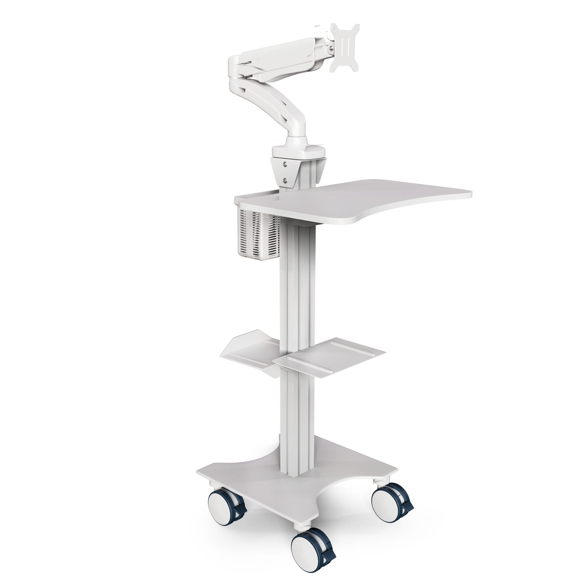 Sit Stand Mobile Workstation with Gas Spring Arm and Keyboard Tray, Op ...