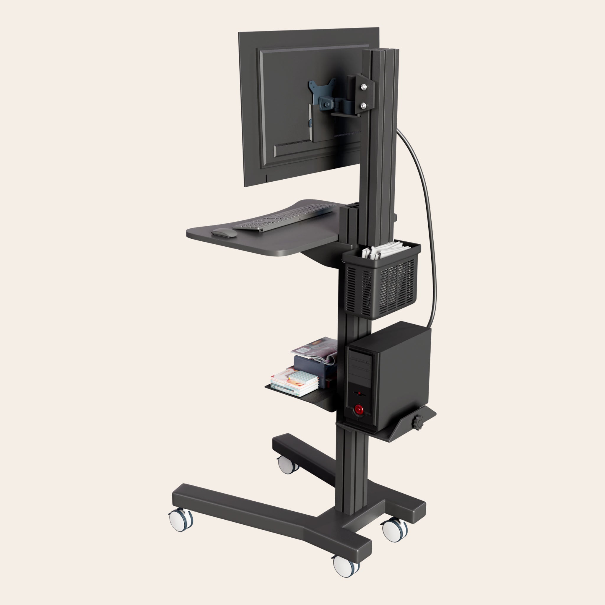 Computer Mobile Cart, Black (MCT09-BLK) - Rife Technologies