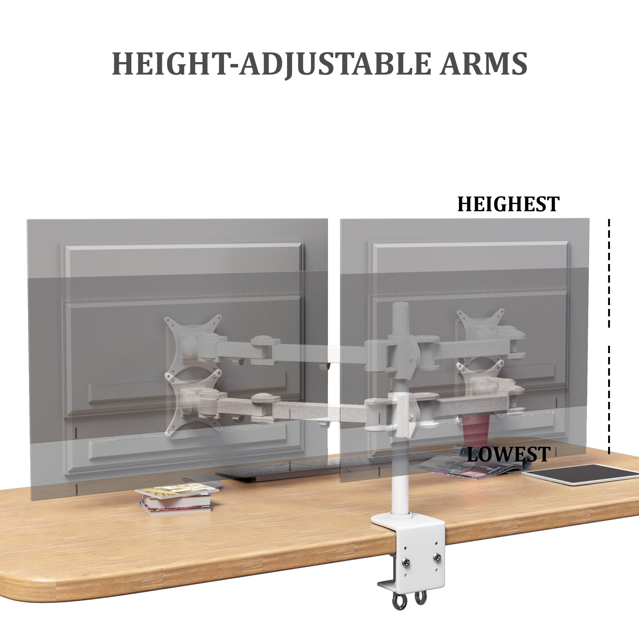 Dual LCD LED Monitor Desk Mount Stand Heavy Duty Fully Adjustable Arm ...