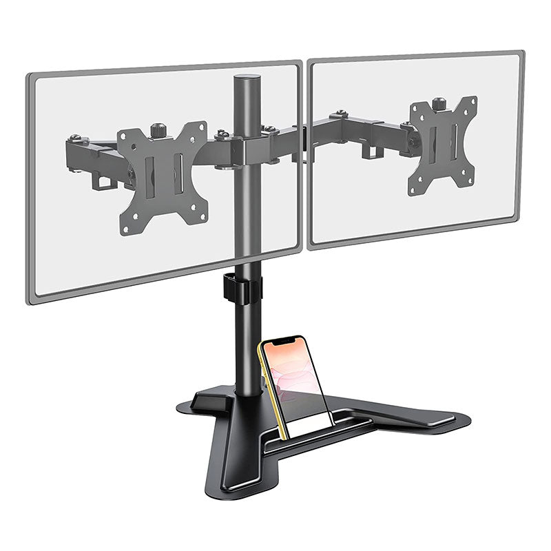 Dual Monitor Stand, Free Standing Height Adjustable Two Arm Monitor Mo ...
