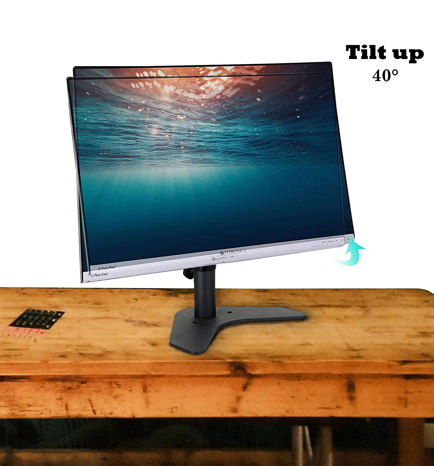 Single LCD Monitor Desk Stand Adjustable Tilt Free-Standing Mount fits ...