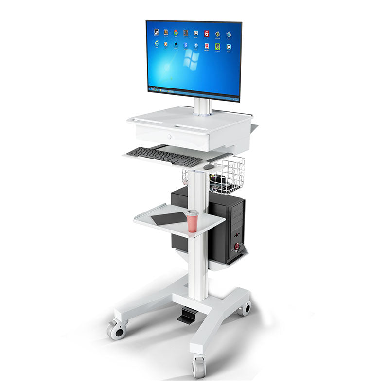 Computer Medical Cart, for 15”-27” Screens, Height Adjustable, Lockable ...