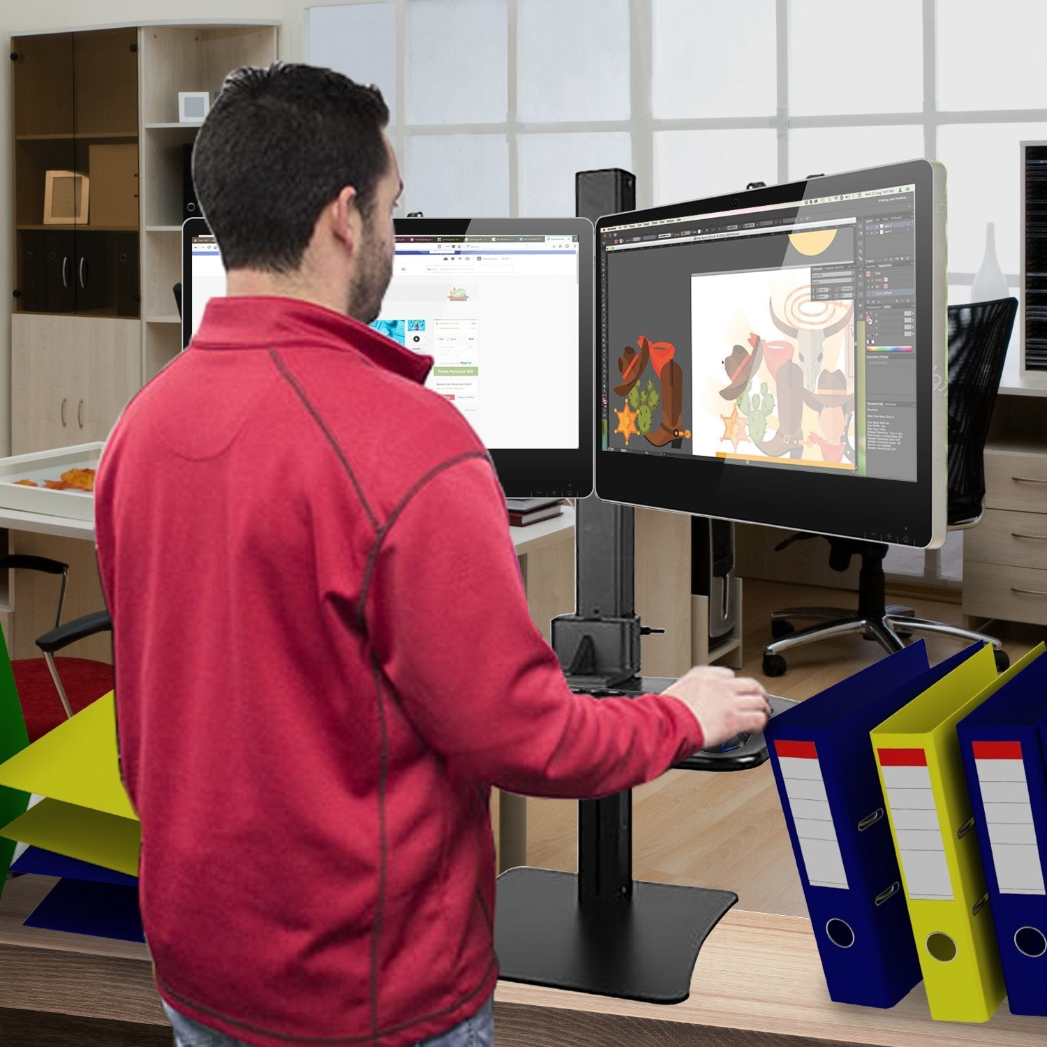 Height Adjustable Standing Desk for Dual Monitors ( Vertical movement ...