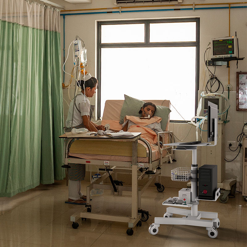 COMPUTER ON WHEELS HEALTHCARE HOSPITAL TELEMEDICINE SIT STAND CART MOD ...