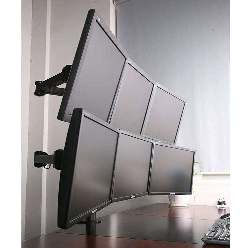 Hex LCD Monitor Desk Mount Stand Heavy Duty & Fully Adjustable 6 Scree ...