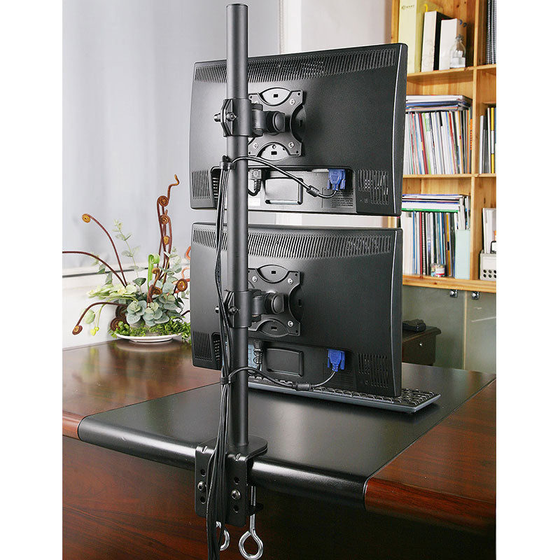 VESA Full Motion Dual Vertical Arm Desk Monitor Mount Stand with Fully ...