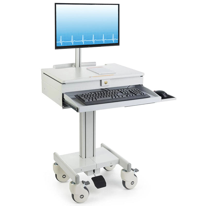 Computer Medical Cart, for 15”-27” Screens, Height Adjustable, Lockabl ...