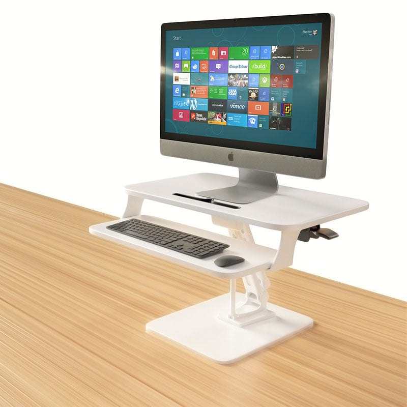 Sit to Stand Desktop Riser White with Pneumatic Adjustment, White (RDF ...