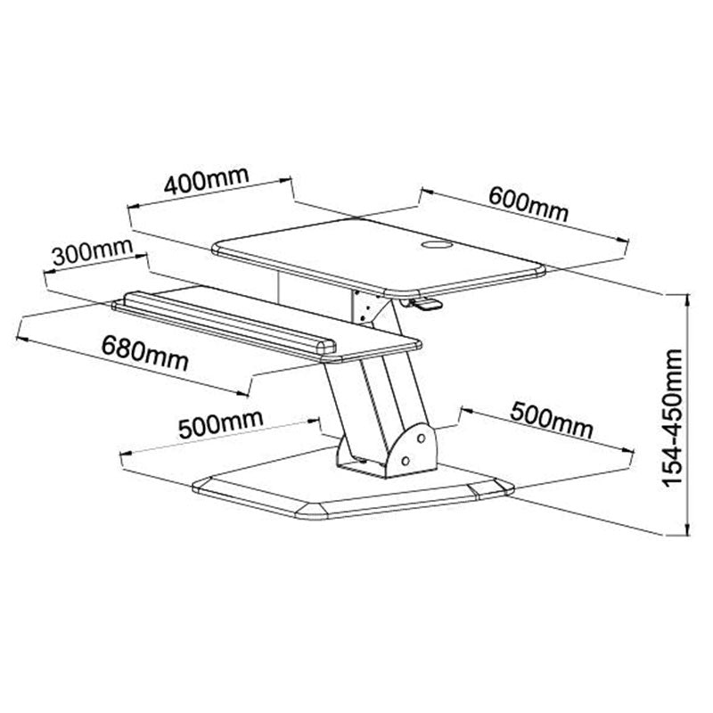 Black Height Adjustable Standing Desk Gas Spring Monitor Riser, Tablet ...