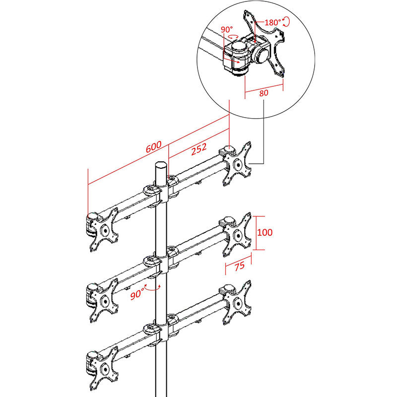 Six Monitor Stand - Freestanding - Vertical, 5 Years Warranty (6MS-FV ...