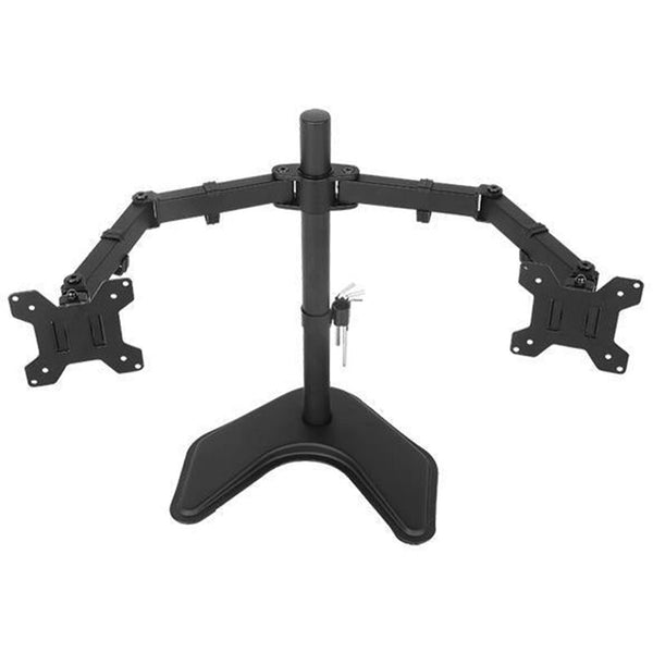 Renewed Dual Monitor Stand, Free Standing Height Adjustable Two Arm Mo ...
