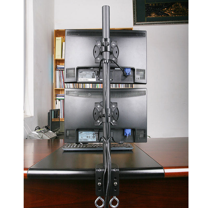 VESA Full Motion Dual Vertical Arm Desk Monitor Mount Stand with Fully ...