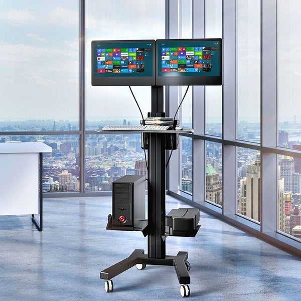 Dual Computer Mobile Cart (MCT09-b) - Rife Technologies