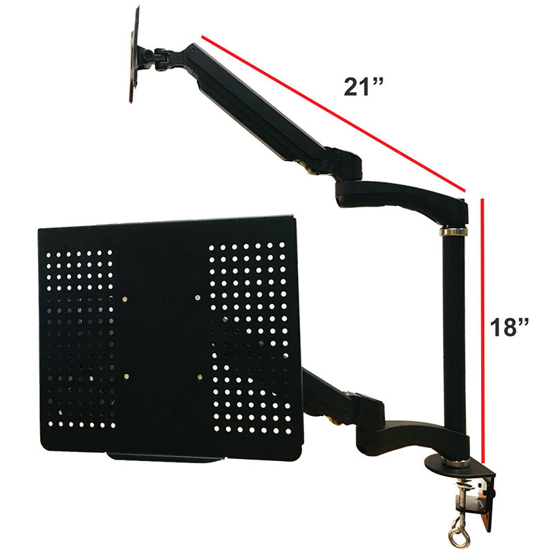 Dual Arm Monitor & Laptop Mount - Heitgh and Angle Adjustment, 18" Pol ...