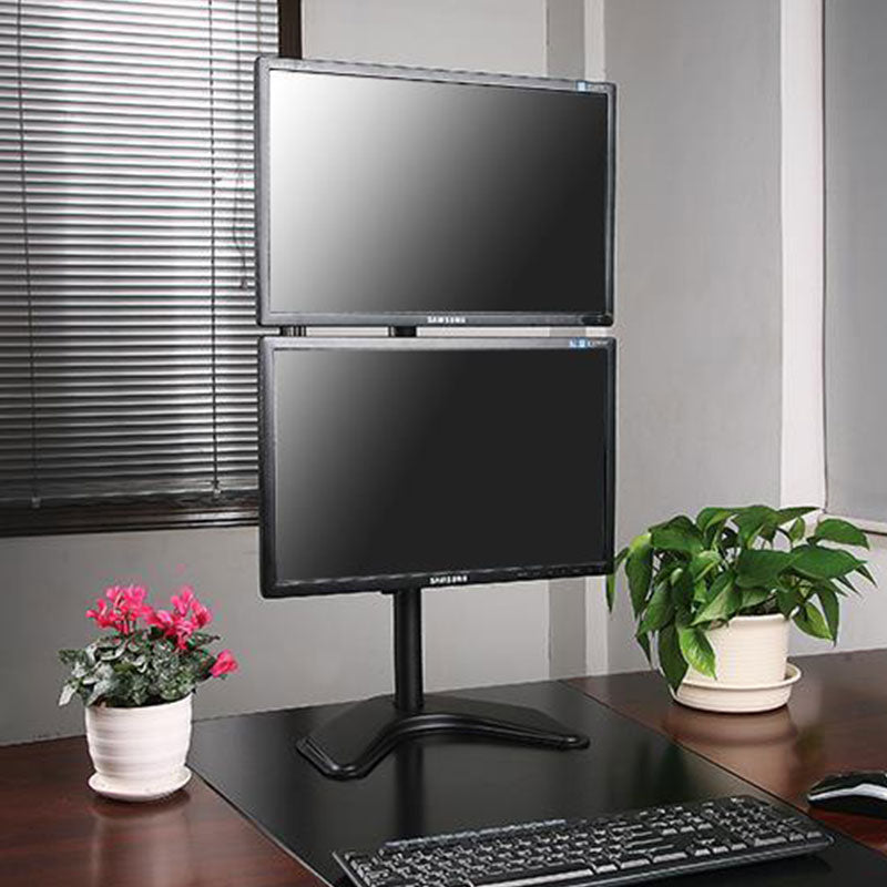 Dual Monitor Desk Stand Free-Standing LCD Mount, Holds in Vertical Pos ...
