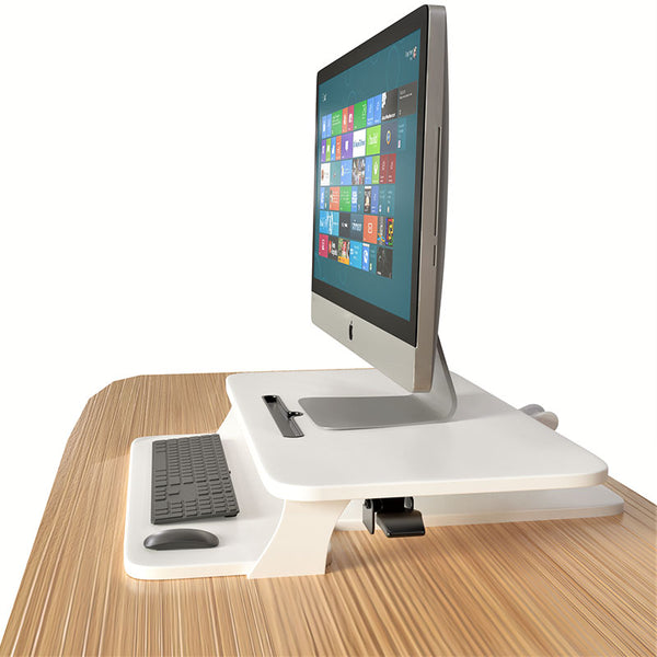 Sit to Stand Desktop Riser White with Pneumatic Adjustment, White (RDF ...