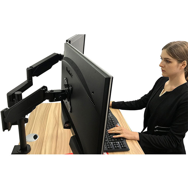 Renewed Dual Height Adjustable Monitor Stand, Desk Mount for Two LCD C ...