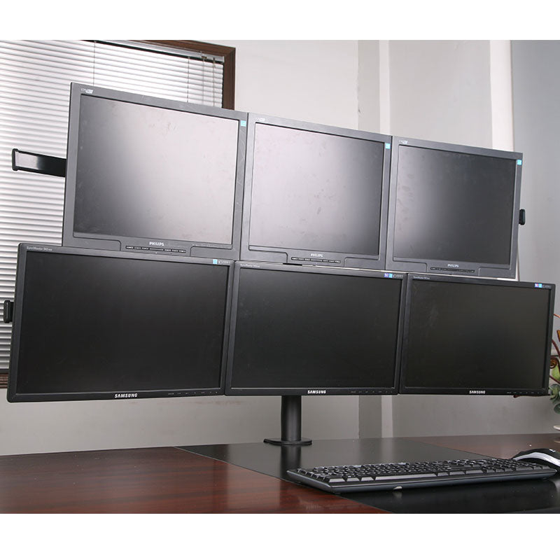 Hex Monitor Stand Desk Mount for 6 Screens, Fully Adjustable, 24 inch ...