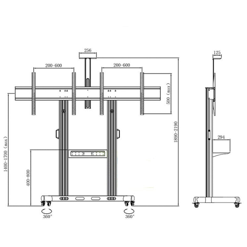 Dual Screen TV Mobile Cart, Support 40"-70" LED LCD Plasma TV's Mount ...