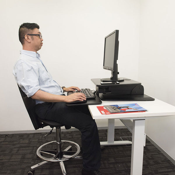 Black Height Adjustable Standing Desk Gas Spring Monitor Riser, Tablet ...