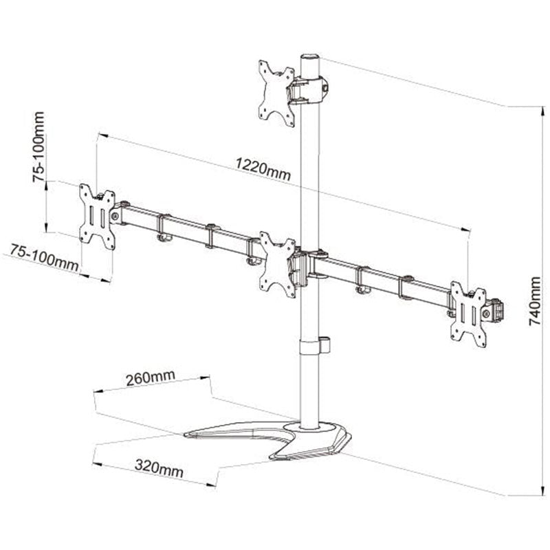 Freestanding Desk Stand for Quad Monitors EF004T 3 x 1 Array, 5 Years ...