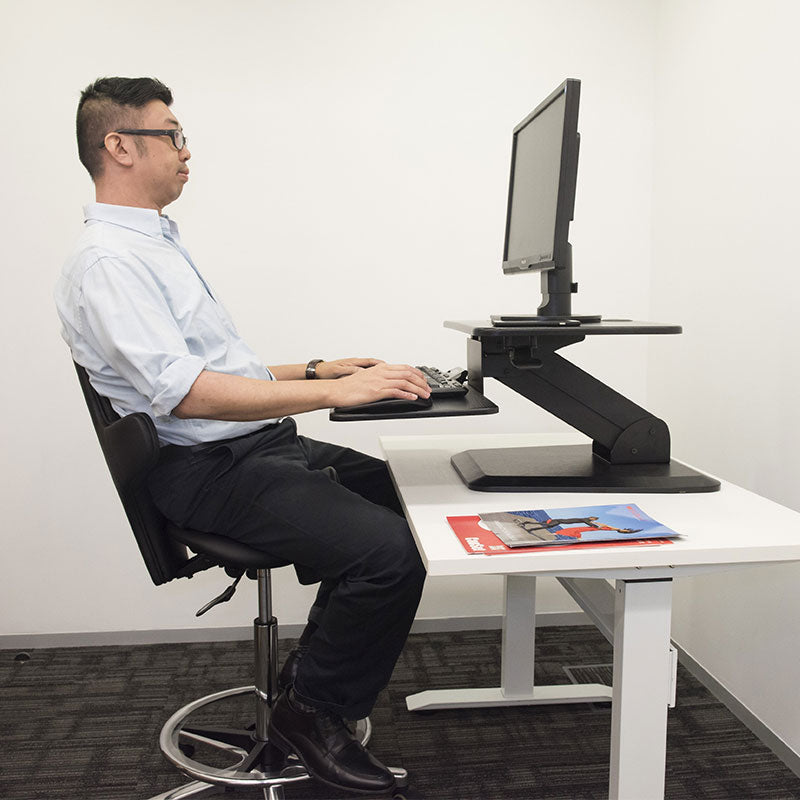 Black Height Adjustable Standing Desk Gas Spring Monitor Riser, Tablet ...