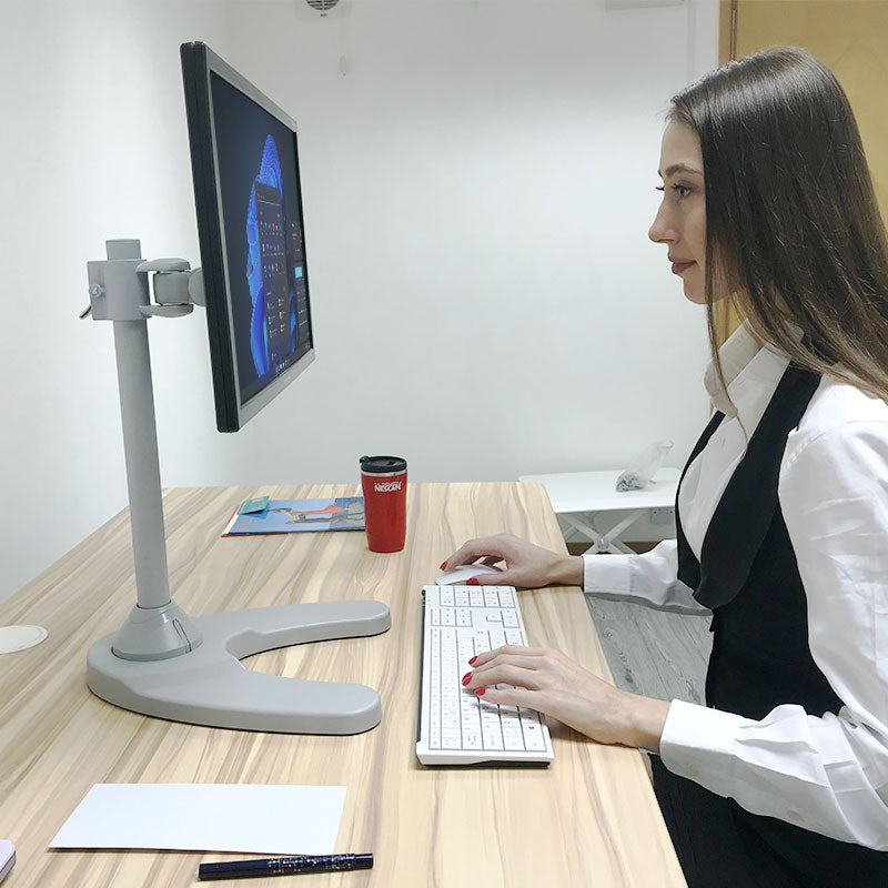 Single LCD Monitor Desk Stand Adjustable Tilt Free-Standing Mount fits ...