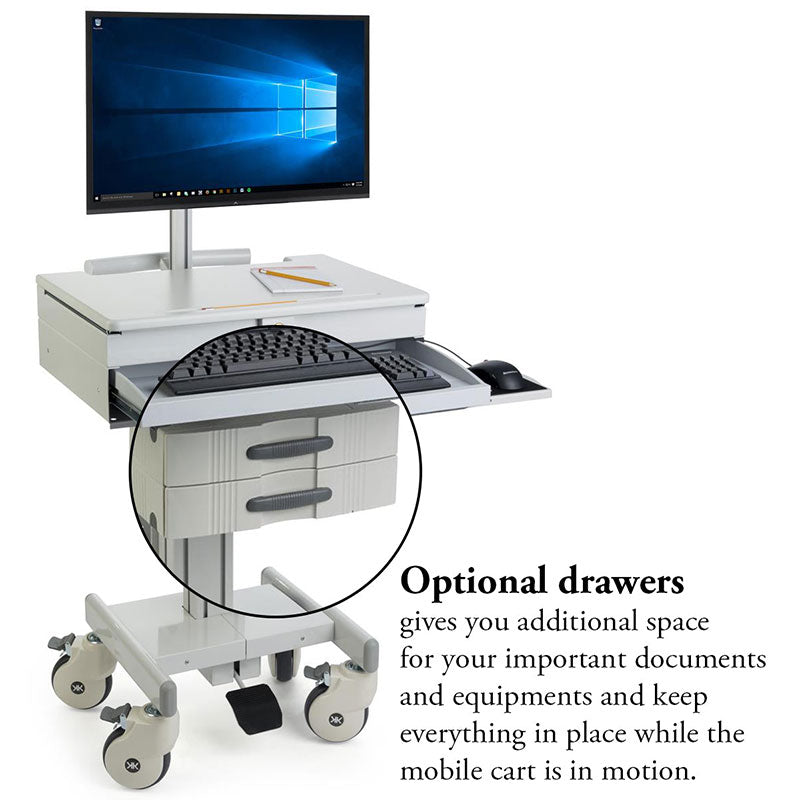 Computer Medical Cart, for 15”-27” Screens, Height Adjustable, Lockabl ...