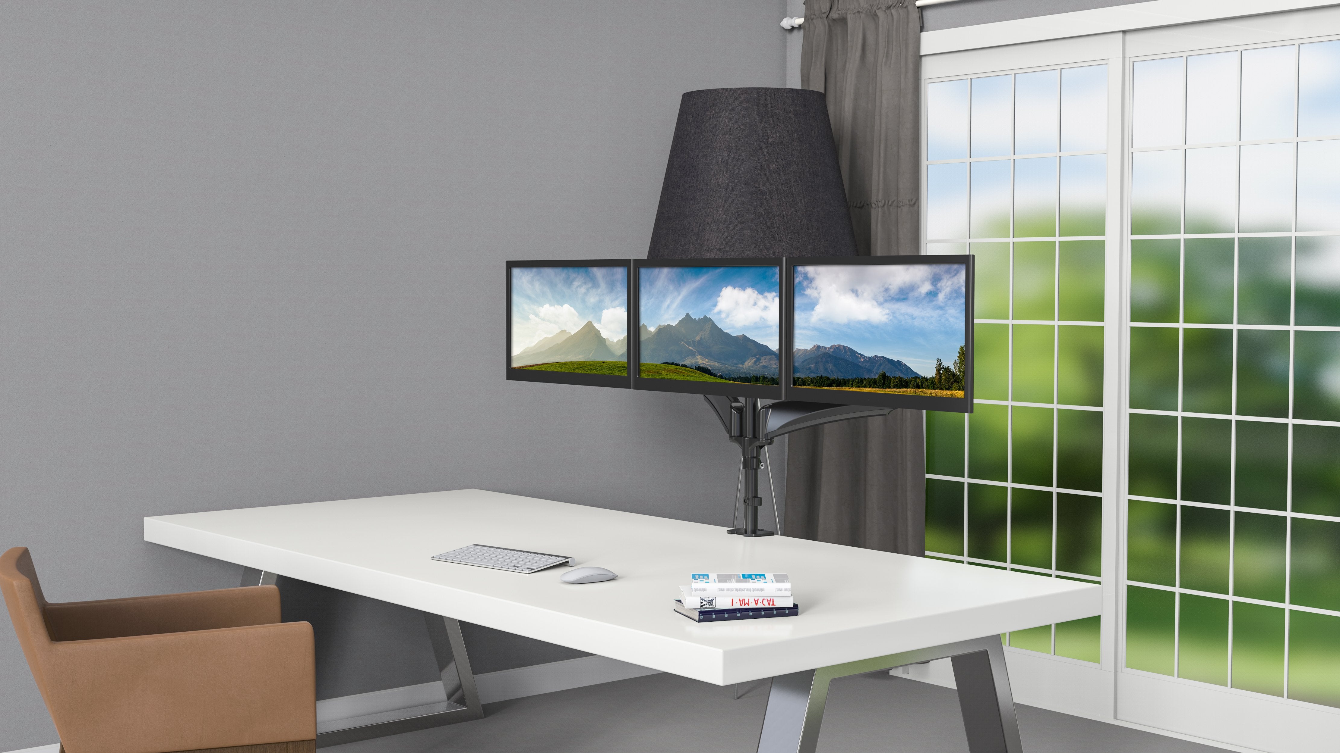 Gas Spring Triple Monitor Desk Mount Arm/Stand, Fully Adjustable Arms ...